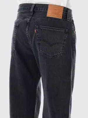 LEVI'S Straight Fit Cotton Denim Jeans With Worn Effect - Black