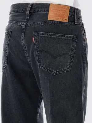 LEVI'S Straight Fit Cotton Denim Jeans With Worn Effect - Black