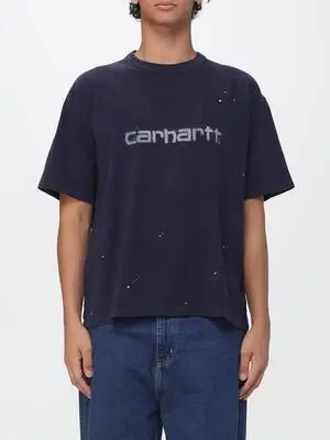 Carhartt Work In Progress Printed Logo Organic Cotton Crewneck T-shirt - Blue
