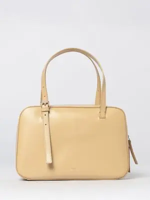 A.p.c. Virginie Patent Leather Handbag With Double Handle And Shoulder Strap - Beige