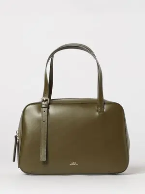 A.p.c. Virginie Patent Leather Handbag With Double Handle And Shoulder Strap - Green