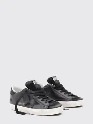 GOLDEN GOOSE Super-star Glitter Leather And Nappa Sneakers With Distressed Effect