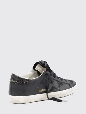 GOLDEN GOOSE Super-star Glitter Leather And Nappa Sneakers With Distressed Effect