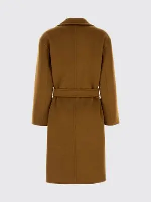 Max Mara Belted Wool Coat - Leather