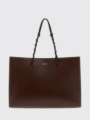 JIL SANDER Large Tangle Calfskin Leather Tote Bag With Braided Handle - Brown
