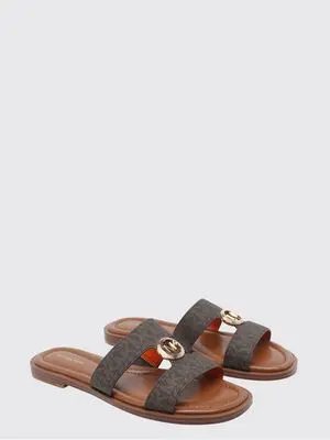 Michael Kors Ering Coated Cotton Slippers With All Over Mk Monogram