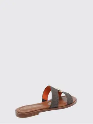 Michael Kors Ering Coated Cotton Slippers With All Over Mk Monogram