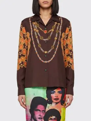 Versace Printed Silk Shirt - Brown