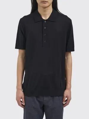 PAOLO PECORA Cotton And Silk Knit Polo Shirt - Black