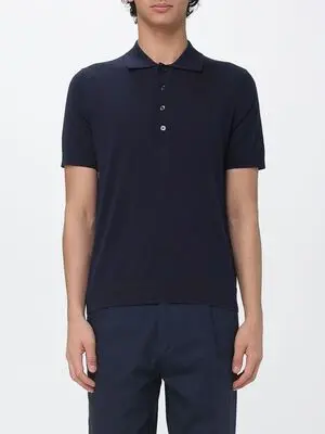 PAOLO PECORA Cotton And Silk Knit Polo Shirt - Blue
