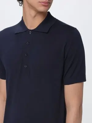 PAOLO PECORA Cotton And Silk Knit Polo Shirt - Blue