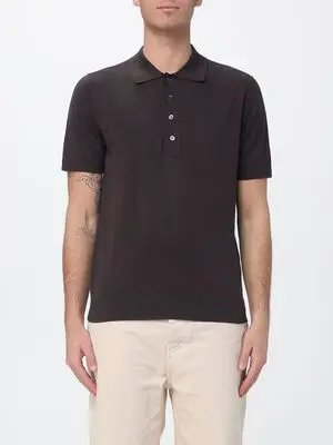 PAOLO PECORA Cotton And Silk Knit Polo Shirt - Brown