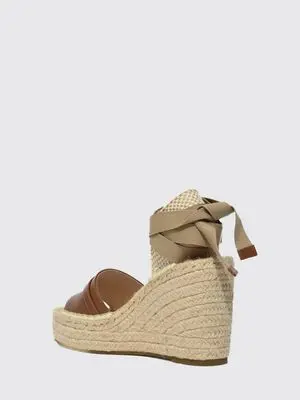 COCCINELLE Leather And Jute Wedge Espadrilles With Ribbon Fastening