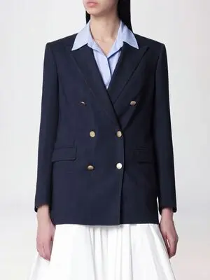 Tagliatore Double-breasted Viscose Blend Blazer With Metallic Buttons - Blue