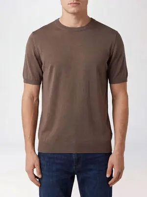 KANGRA Short-sleeved Cotton Crewneck Sweater - Coffee