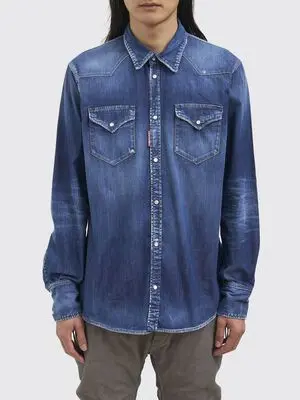 Dsquared2 Stretch Cotton Denim Shirt - Blue