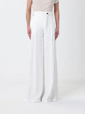 Elisabetta Franchi Palazzo Trousers In Linen Blend - Ivory