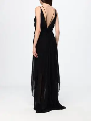 GENNY Pleated Chiffon Evening Gown With Train