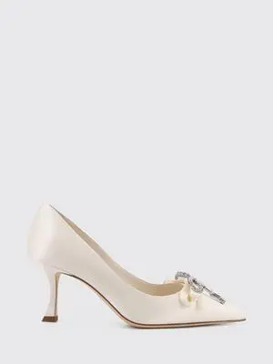 JIMMY CHOO Auria Pumps In Satin With Jewel Bow - Ivory