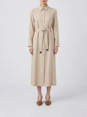 Max Mara Nordica Chemisier Dress In Linen Blend - Beige