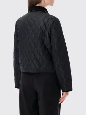 Burberry Cropped Quilted Nylon Jacket With Corduroy Collar