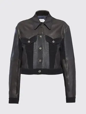 Versace Cropped Leather Jacket With Classic Collar