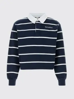 Sporty & Rich Striped Long-sleeve Cotton Polo With Logo