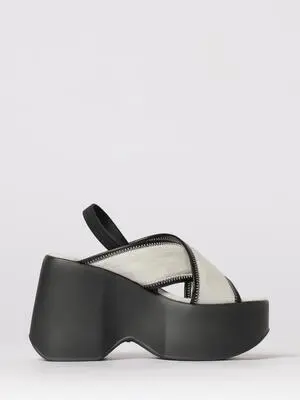 VIC MATIE Cotton Denim Wedge Sandals - Black