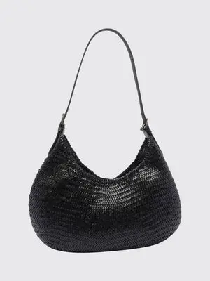 Dragon Diffusion Mezza Luna Woven Leather Shoulder Bag - Black