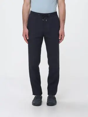 Paul Smith Slim Fit Linen Trousers With Drawstring - Blue