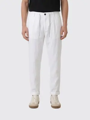 Eleventy Cotton And Linen Drawstring Trousers - Blue