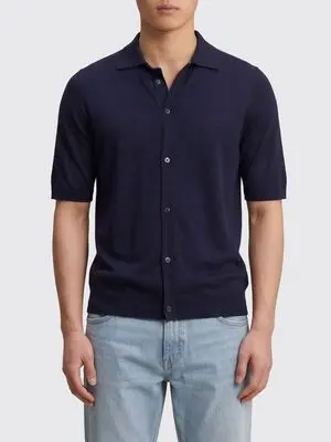 BALLANTYNE Knitted Polo Shirt - Blue