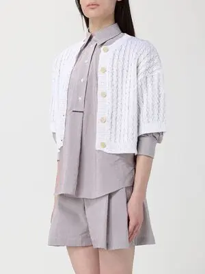 Brunello Cucinelli Linen Cardigan With Intrecciato Knit And Sequins