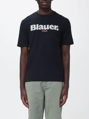 BLAUER. Cotton T-shirt With Logo - Black