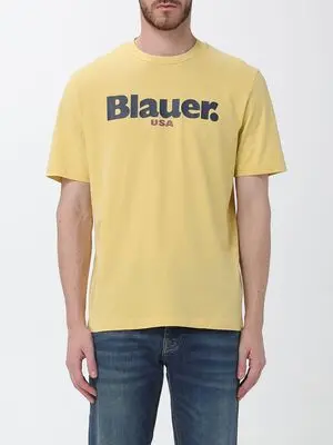 BLAUER. Cotton T-shirt With Logo - Yellow