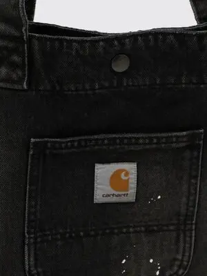 Carhartt Work In Progress Cotton Denim Tote Bag With Applied Logo And Double Handles - Black