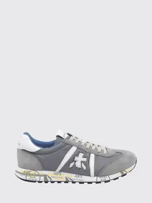 Premiata Lucy Suede And Perforated Fabric Sneakers - Grey