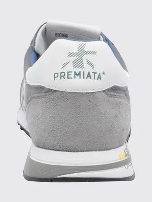 Premiata Lucy Suede And Perforated Fabric Sneakers - Grey