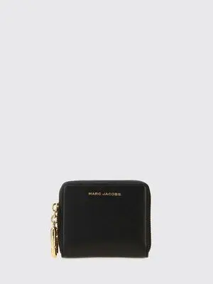 Marc Jacobs Scene Small Leather Wallet With Zip Closure And Card Slots - Black