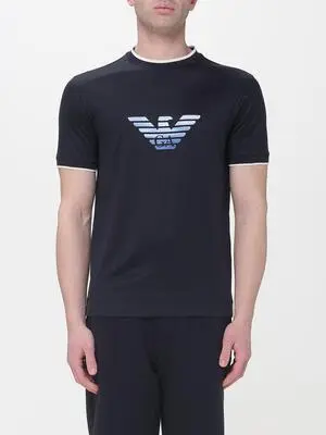 Emporio Armani Cotton Blend T-shirt With Logo - Blue