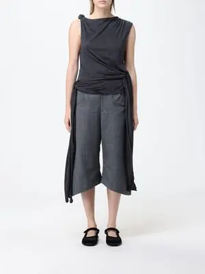 GANNI Draped Organic Cotton Top - Grey
