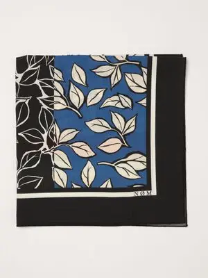NOM Multi Graphic Print Square Cotton Scarf - Navy