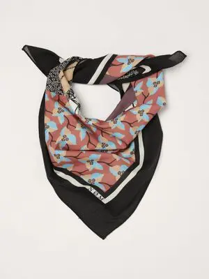 NOM Multi Graphic Print Square Cotton Scarf - Red