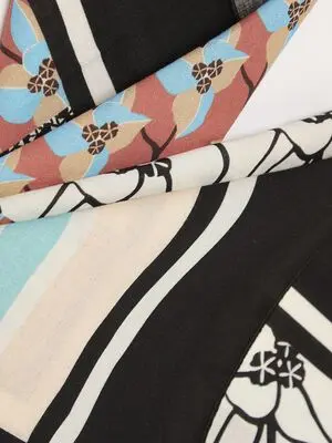 NOM Multi Graphic Print Square Cotton Scarf - Red