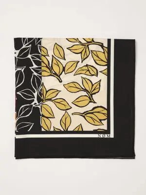 NOM Multi Graphic Print Square Cotton Scarf - Yellow