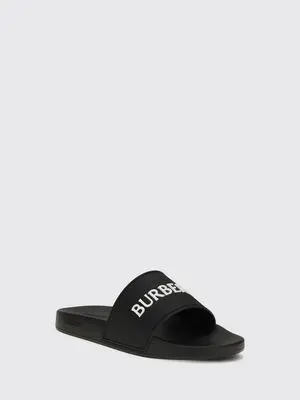 Burberry Contrast Logo Rubber Pool Slides - Black