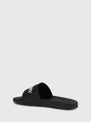 Burberry Contrast Logo Rubber Pool Slides - Black