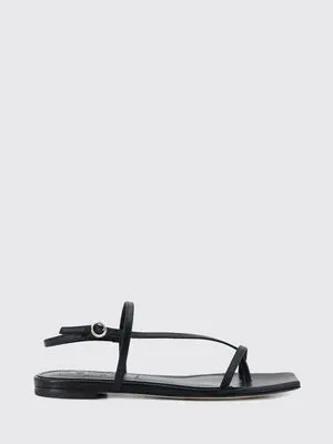 AeydĒ Smooth Leather Slingback Sandals With Low Heel And Square Toe - Black