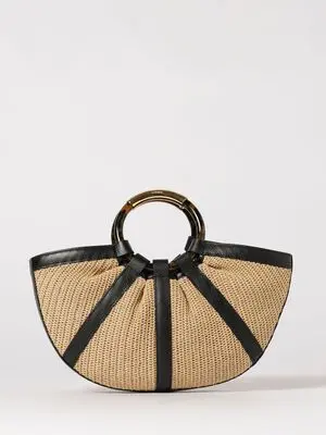 COCCINELLE Shell Medium Bag In Crochet Raffia And Hammered Leather - Beige