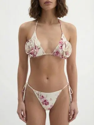 Magda Butrym Floral Print Polyamide Bikini Top With Ruffles - Multicolor